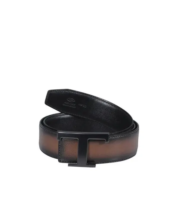 TOD'S Reversible Logo Plaque Buckle Belt - Black
