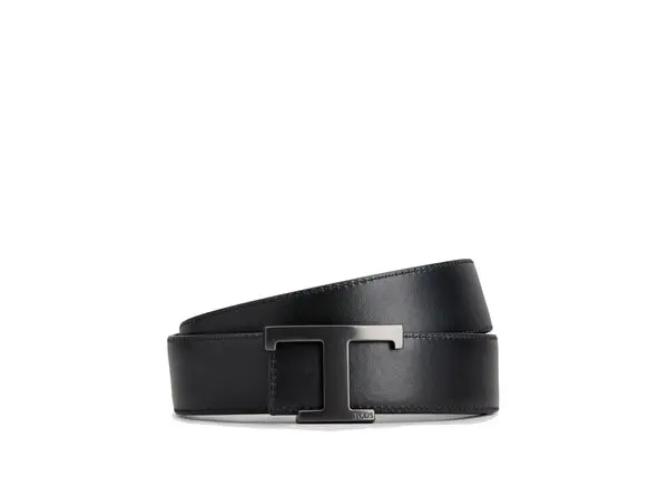 TOD'S Reversible Logo Plaque Buckle Belt - Black