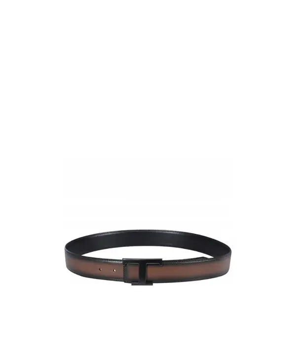TOD'S Reversible Logo Plaque Buckle Belt - Black