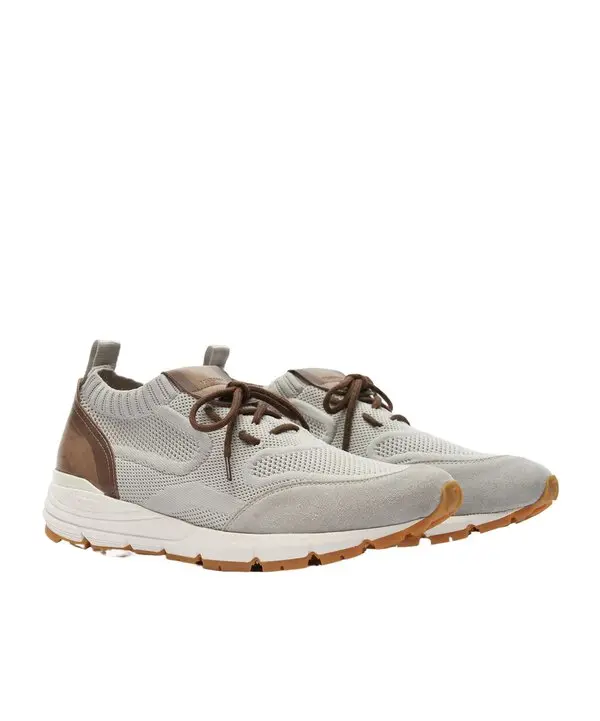 SCAROSSO Robbie Knitted Lace-up Sneakers - Grey