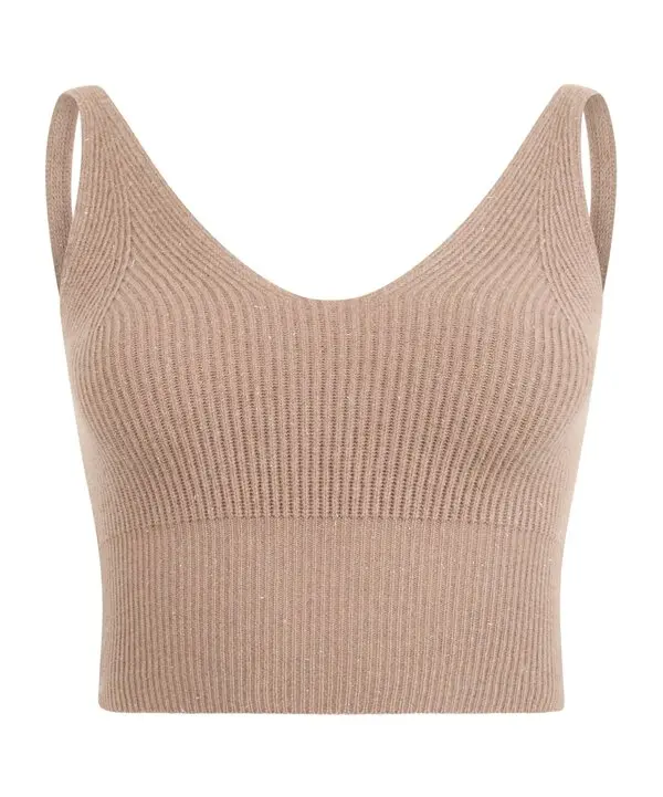 Peserico Ribbed Knit Cropped Top - Nude