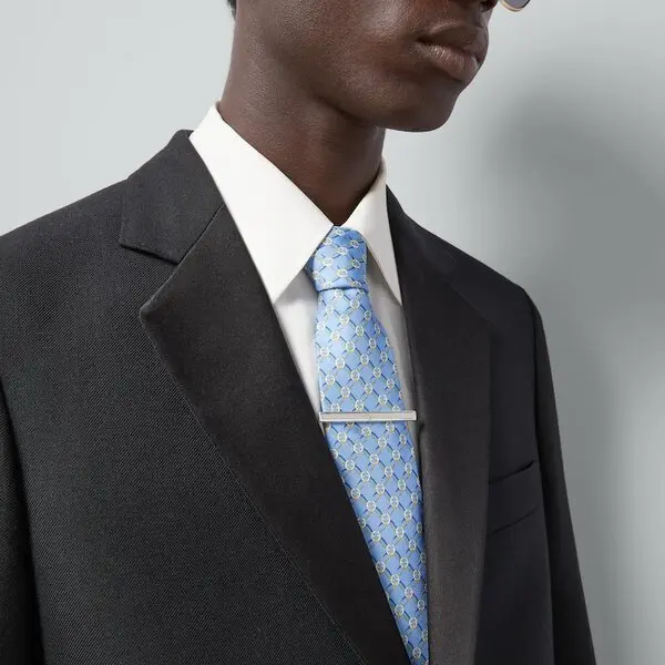 Gucci Diagonal Interlocking G Tie Bar - White