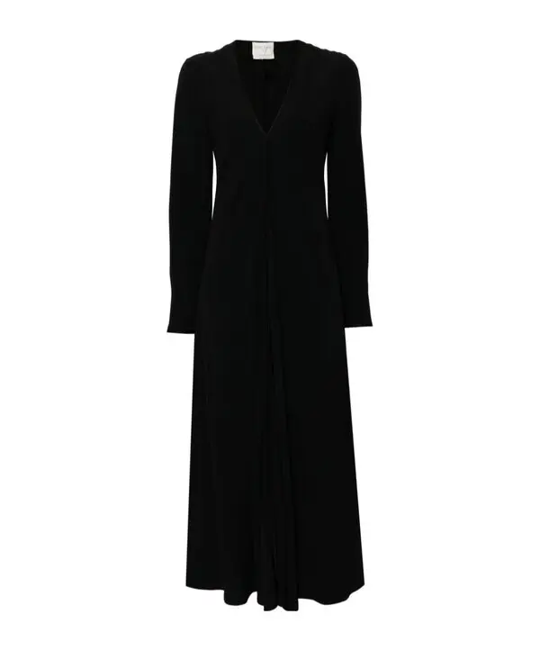 FORTE_FORTE Crepe Long Sleeve V-neck Dress