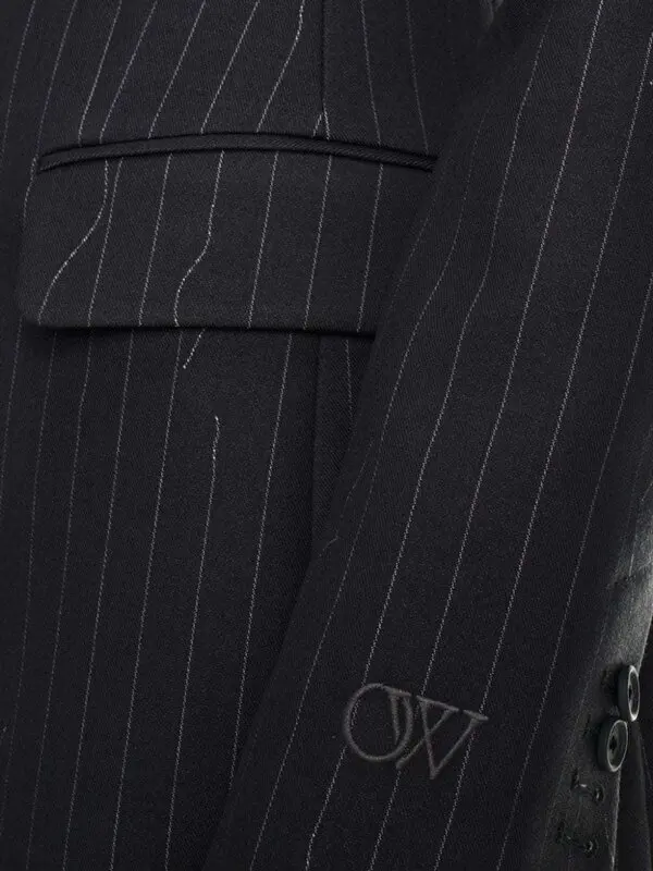 Off-White Single-breasted Striped Blazer - Black