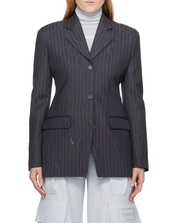 Off-White Single-breasted Striped Blazer - Black