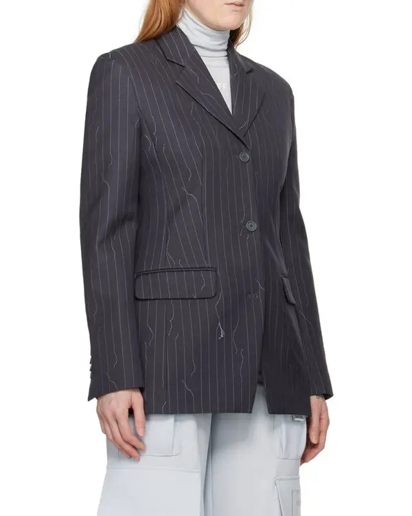 Off-White Single-breasted Striped Blazer - Black