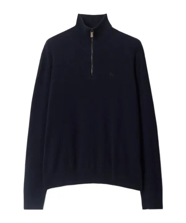 Burberry Half-zip Embroidered Jumper - Navy
