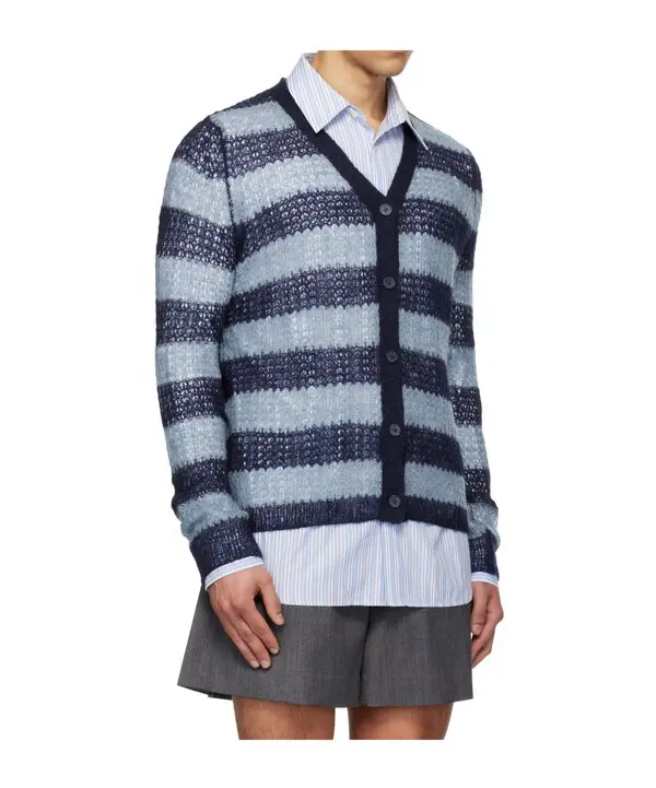We11Done Striped Wool Blend Knit Cardigan