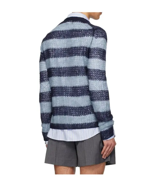 We11Done Striped Wool Blend Knit Cardigan