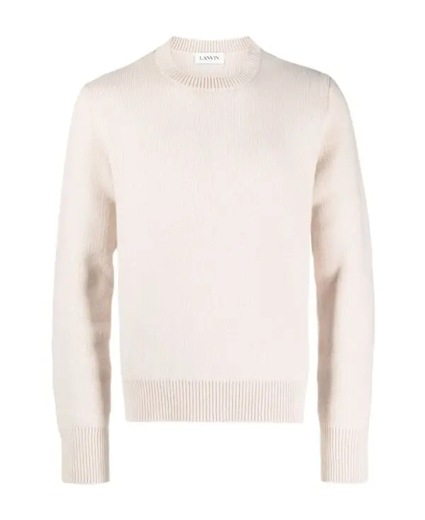 LANVIN Round Neck Long Sleeve Sweater - White