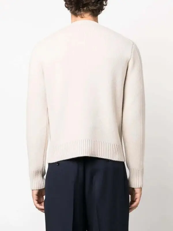 LANVIN Round Neck Long Sleeve Sweater - White