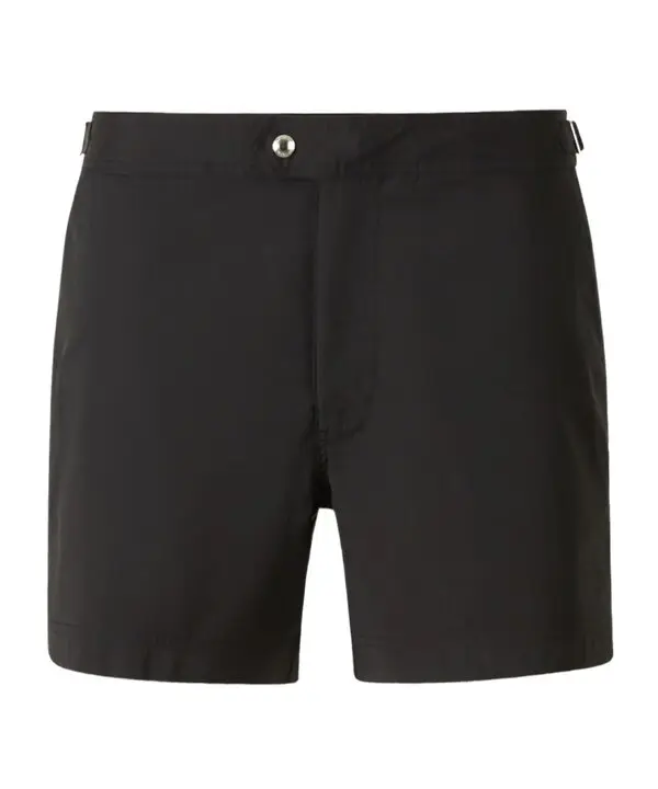TOM FORD Piped Trim Straight Hem Swim Shorts - Black