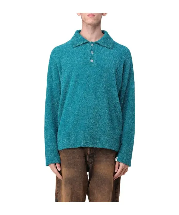 BONSAI Long-sleeved Sweater With Lapel - Blue