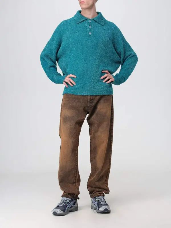 BONSAI Long-sleeved Sweater With Lapel - Blue