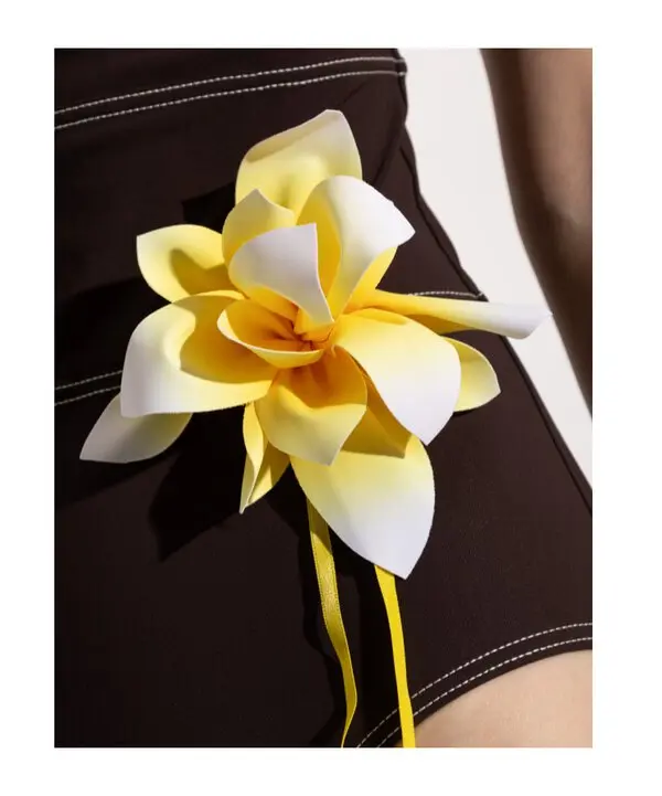 Tory Burch Halterneck Floral Appliqué One Piece Swimsuit