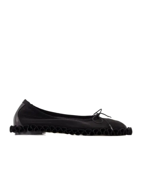 Simone Rocha Frilled Mesh Slip-on Ballet Flats - Black