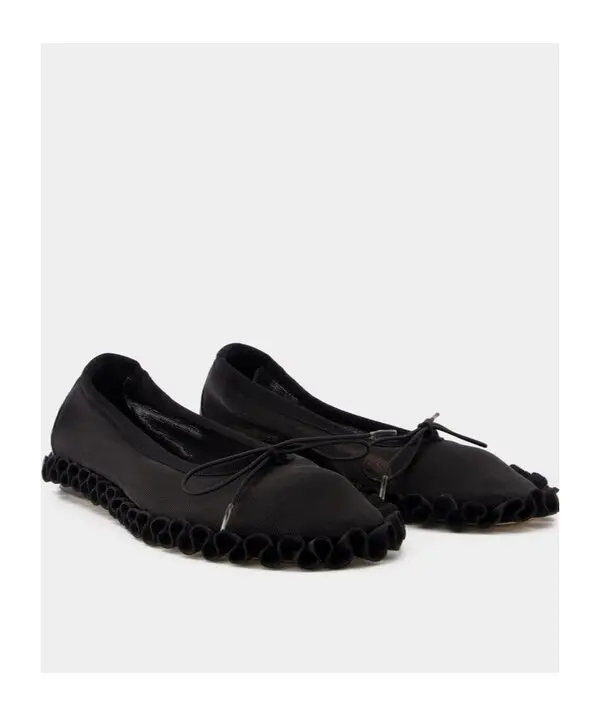 Simone Rocha Frilled Mesh Slip-on Ballet Flats - Black