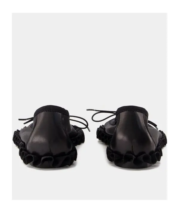Simone Rocha Frilled Mesh Slip-on Ballet Flats - Black
