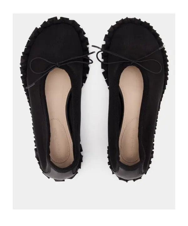 Simone Rocha Frilled Mesh Slip-on Ballet Flats - Black