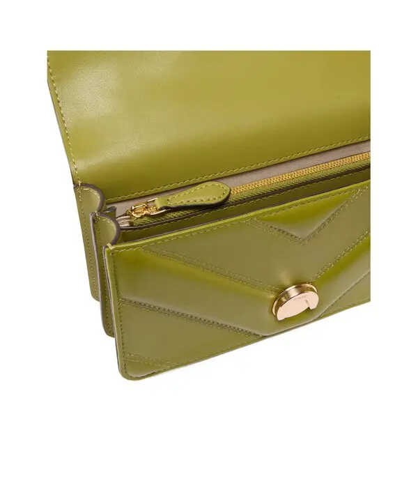 Pinko Quilted Leather Chain Clutch With Bird Detail