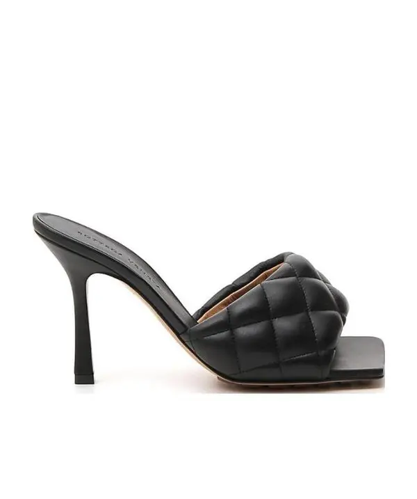 Bottega Veneta Quilted Padded High Heel Mules - Black