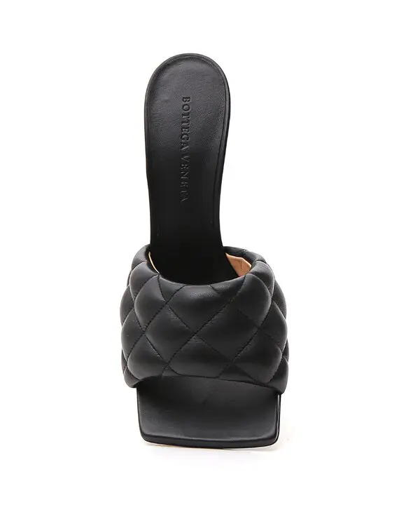 Bottega Veneta Quilted Padded High Heel Mules - Black
