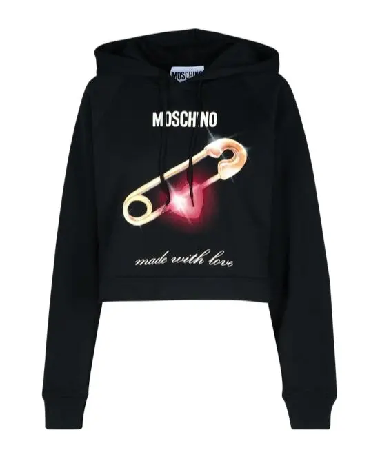 Moschino Cropped Hoodie With Heart Print