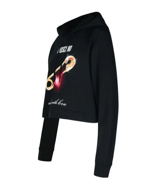 Moschino Cropped Hoodie With Heart Print