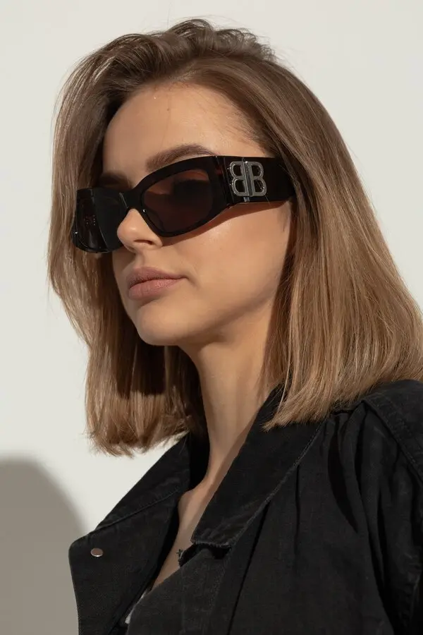 Balenciaga Rectangle Frame Sunglasses - Brown