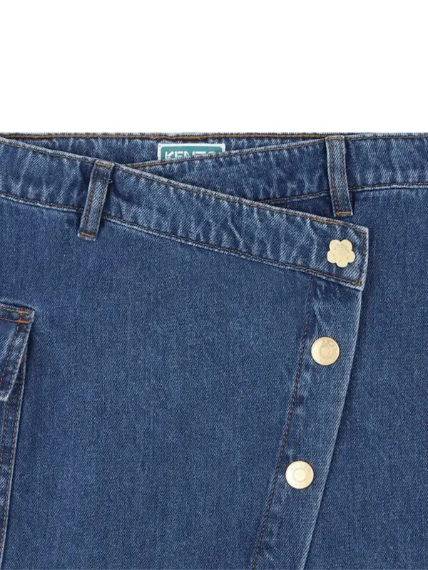 Kenzo Asymmetric Denim Cargo Skirt