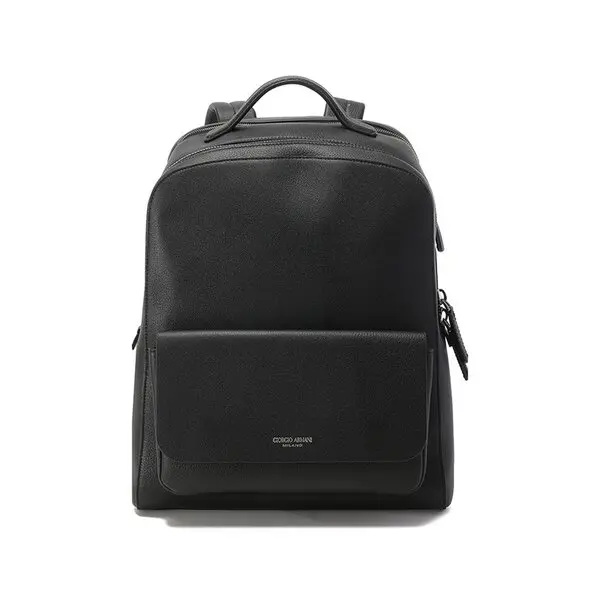 Giorgio Armani Logo-stamp Leather Backpack - Black