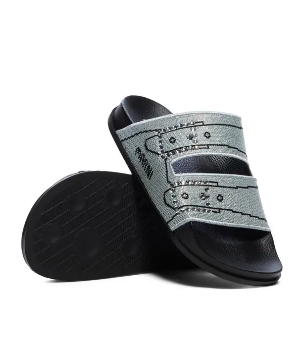 Marni Jacquard Logo Embellished Open Toe Flip Flops
