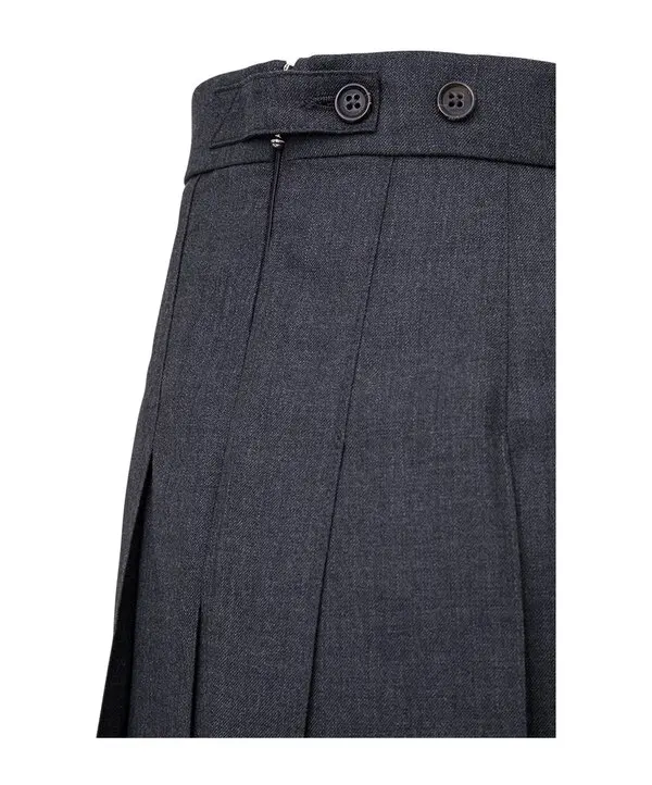 Thom Browne Pleated Mini Skirt With Signature Striped Loop - Dark Gray