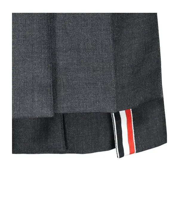 Thom Browne Pleated Mini Skirt With Signature Striped Loop - Dark Gray