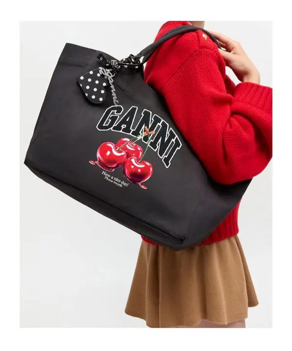 GANNI Cherry Tote Bag - Phantom Black