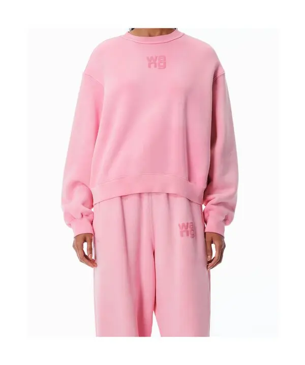 Alexander Wang Logo Embossed Crewneck Sweatshirt - Pink