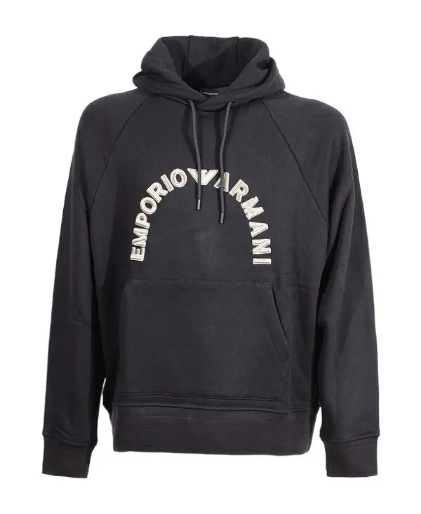 Emporio Armani Logo Embroidered Cotton Hoodie