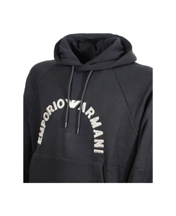 Emporio Armani Logo Embroidered Cotton Hoodie