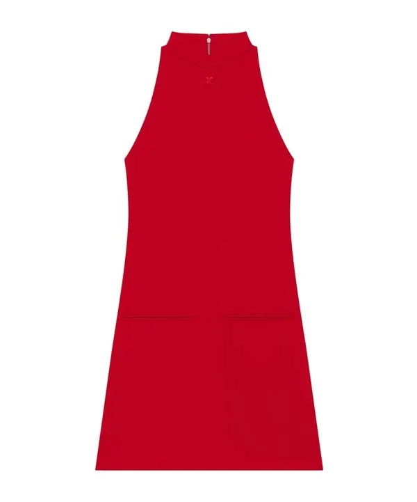 COURREGES High-neck Sleeveless Dress With Logo Detail - Red