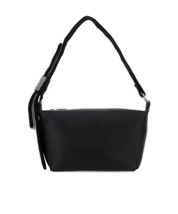 Kara Embellished Bow Zipped Shoulder Bag - Black
