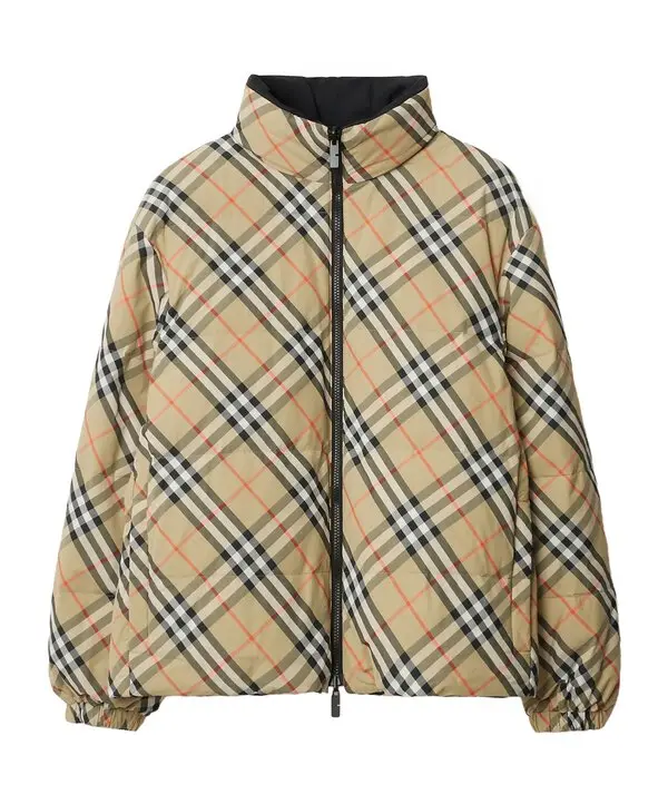 Burberry Reversible Checked Zip-up Down Jacket - Sand-colored