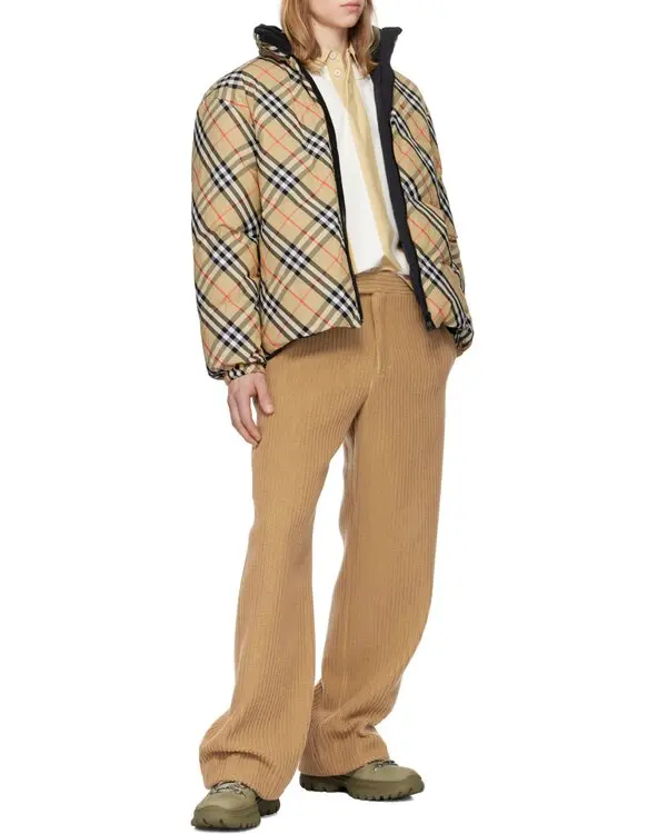 Burberry Reversible Checked Zip-up Down Jacket - Sand-colored