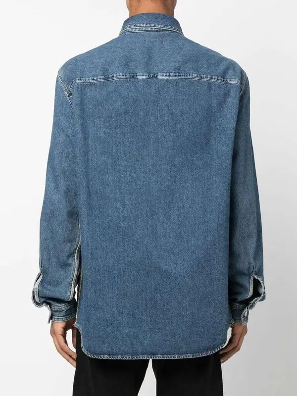 DIESEL® Logo Embroidered Denim Shirt - Blue