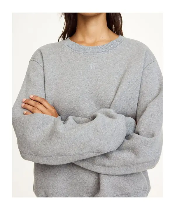 BY MALENE BIRGER Embroidered Logo Crew Neck Sweatshirt - Gray