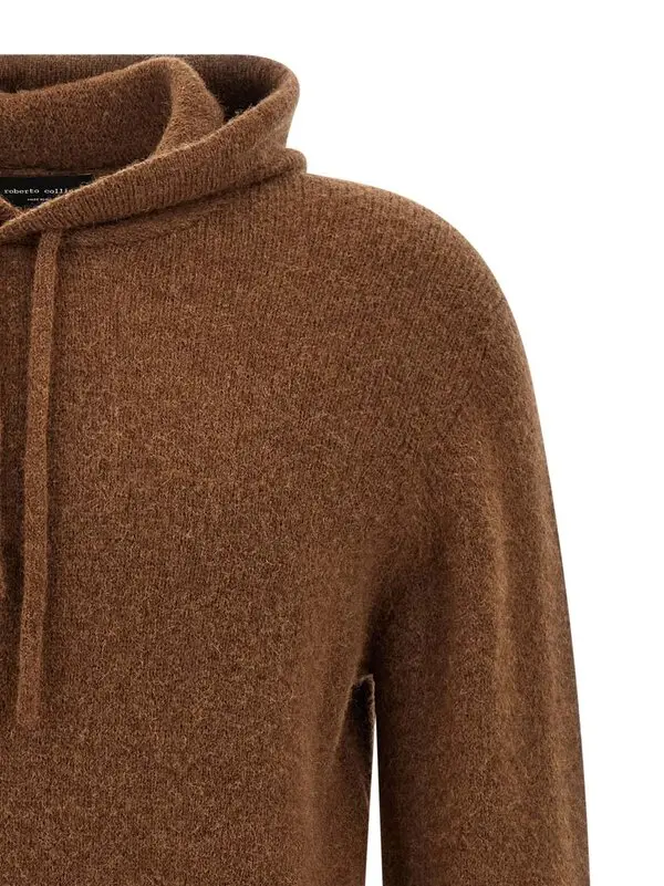 ROBERTO COLLINA Hooded Sweater - Brown