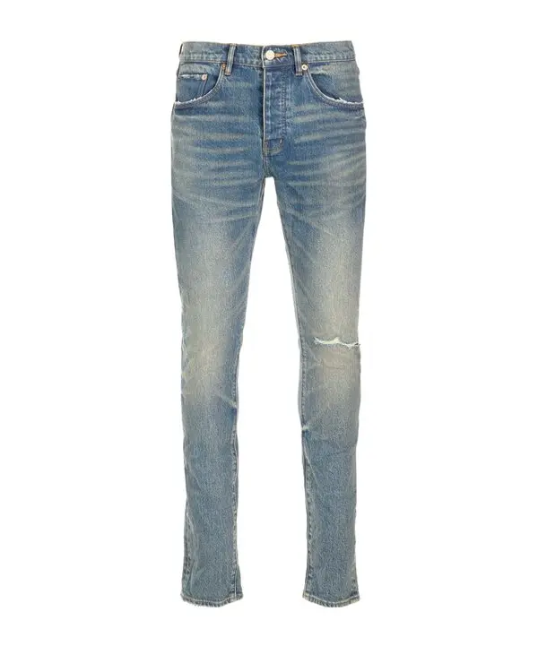 PURPLE BRAND Slim Tapered Jeans With Distressed Details - Gray
