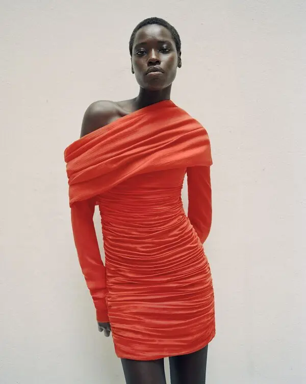 Saint Laurent Ruched One-shoulder Dress