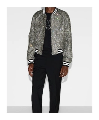 Gucci Embroidered Tweed Bomber Jacket - Grey