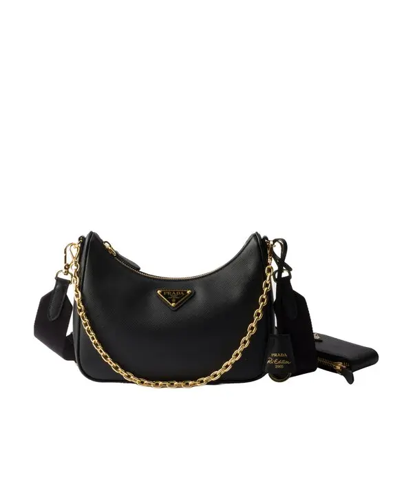 Prada Re-edition 2005 Zipped Shoulder Bag - Black