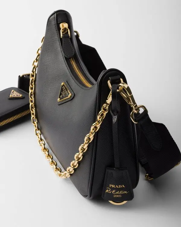 Prada Re-edition 2005 Zipped Shoulder Bag - Black